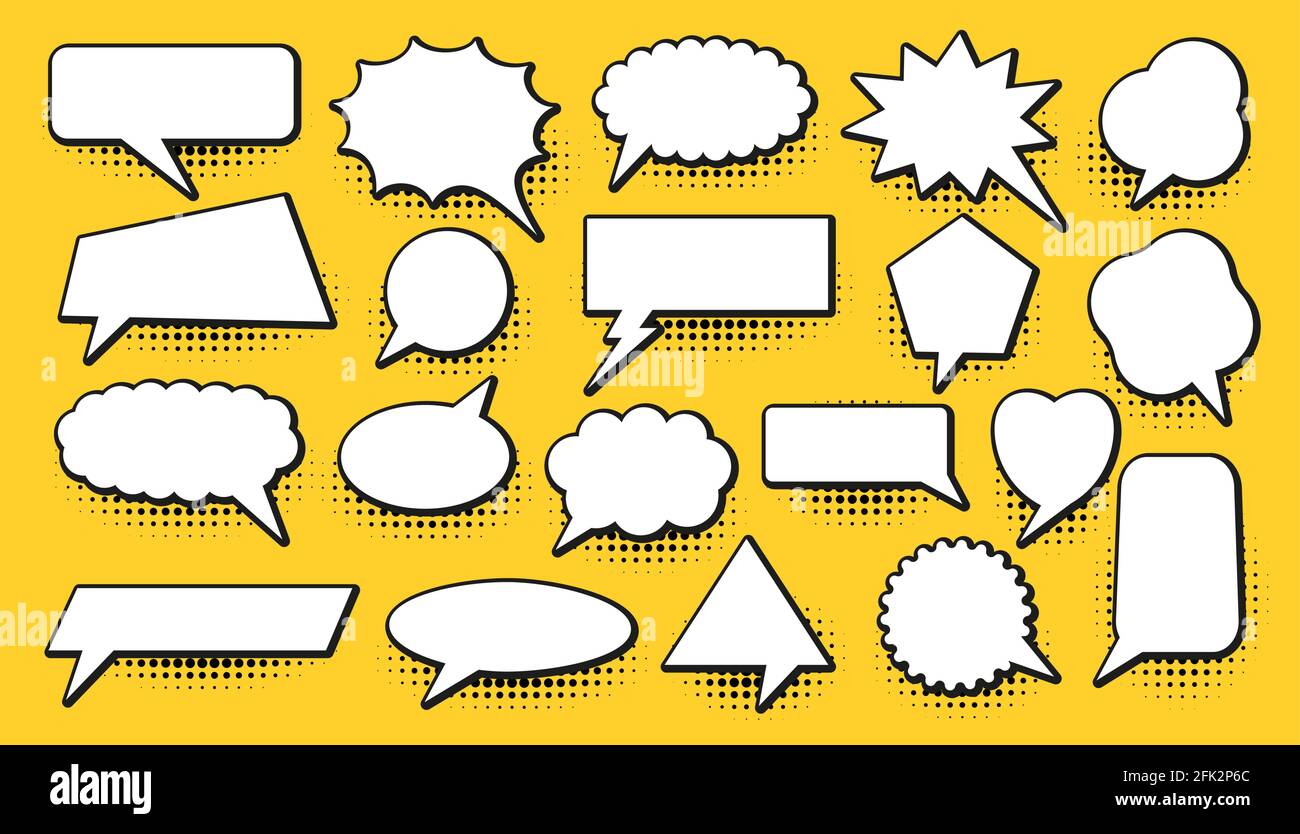 Retro comics white empty speech bubbles set. Vintage style chat message ... Retro comics white empty speech bubbles set. Vintage style chat message ...