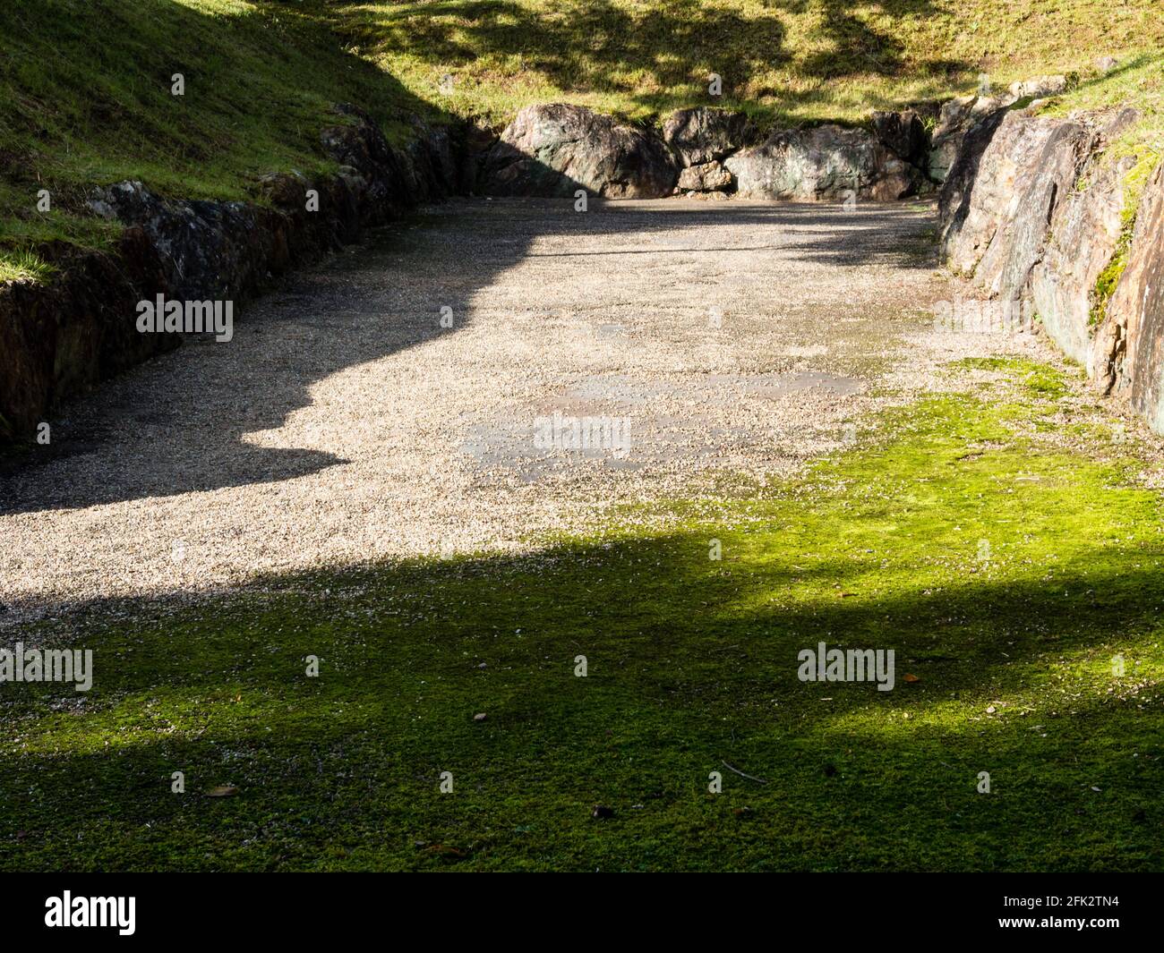 Ruins of warlord Oda Nobunaga's mansion near Gifu castle in the city of ...