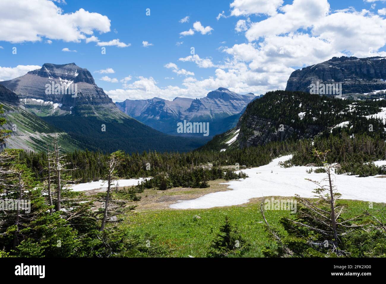 Alpine scenery at Logan pass along Going-to-the-Sun road in Glacier ...