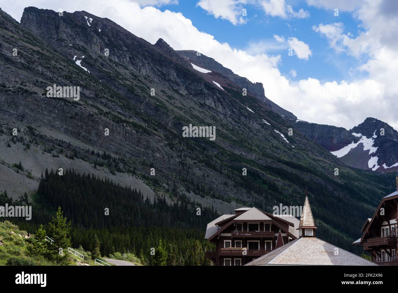 Alpine scenery at Many Glacier area of Glacier National Park, with Many ...