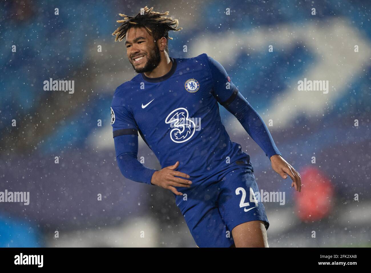 Madrid, Spain. 27th Apr, 2021. Chelsea's Reece James reacts during the ...