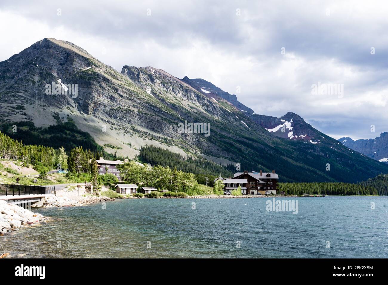 Alpine scenery in Many Glacier area of Glacier National Park in Montana ...