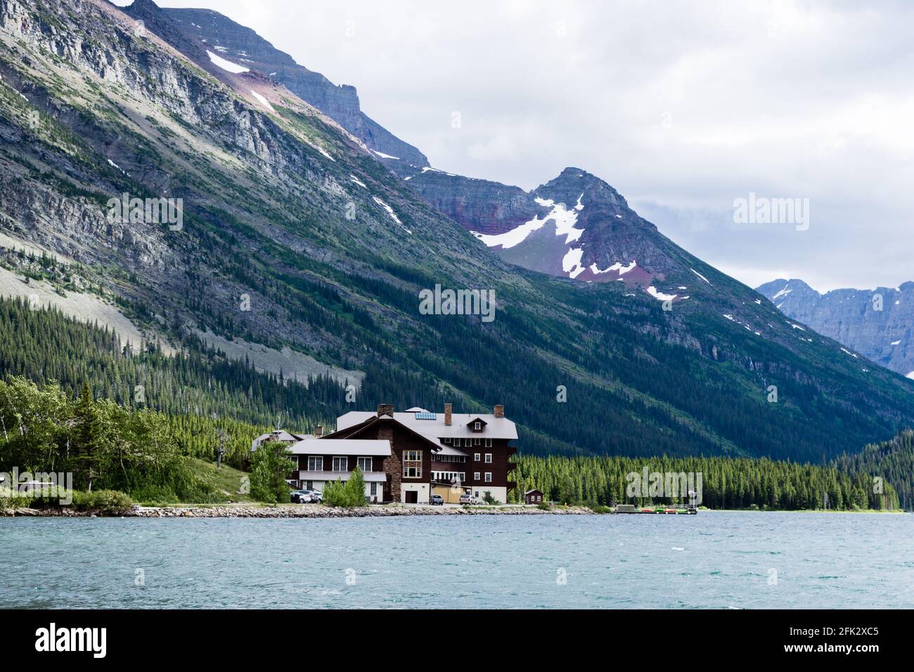 Alpine scenery in Many Glacier area of Glacier National Park in Montana ...