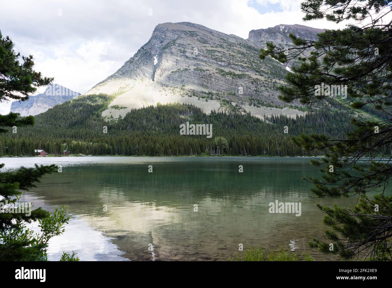 Lake Swiftcurrent in Many Glacier area of Glacier National Park ...