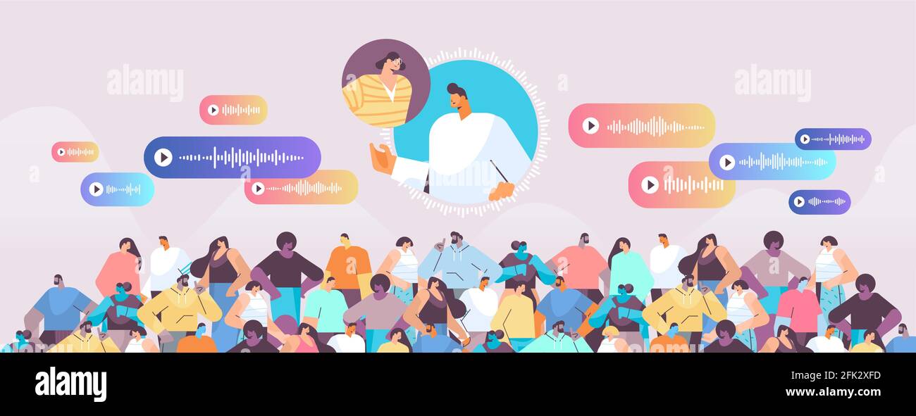 people communicate by voice messages audio chat application social ...