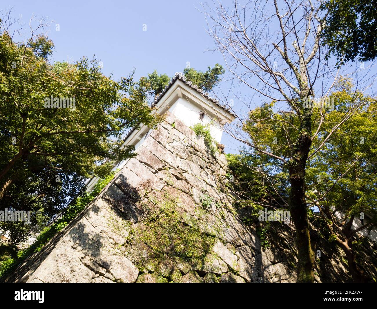 Stone wall of traditional Japanese samurai castle in Karatsu, Saga ...