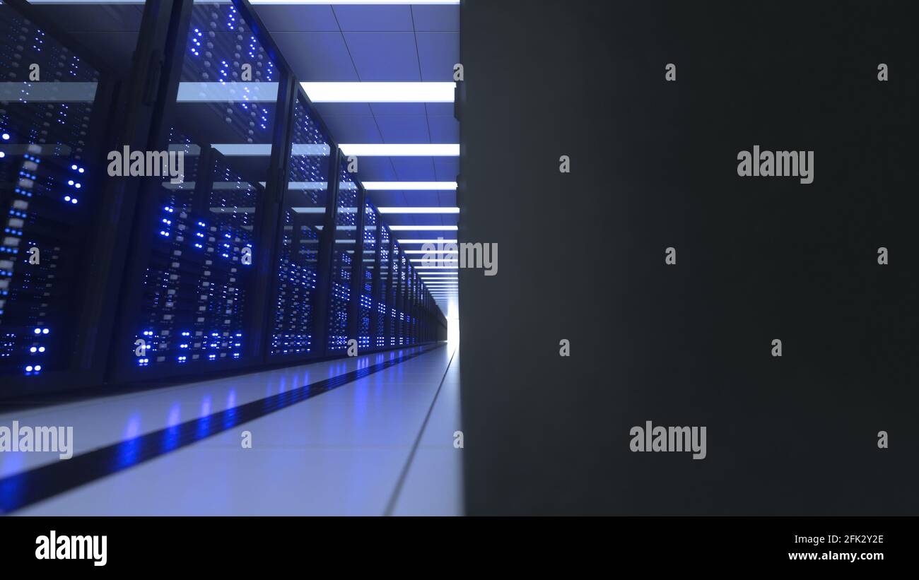 Data Center Computer Racks In Network Security Server Room ...