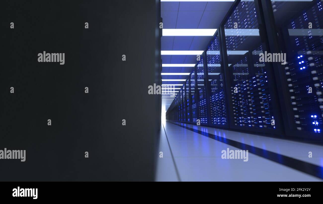 Data Center Computer Racks In Network Security Server Room ...