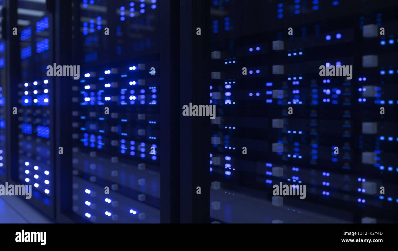 Data Center Computer Racks In Network Security Server Room ...