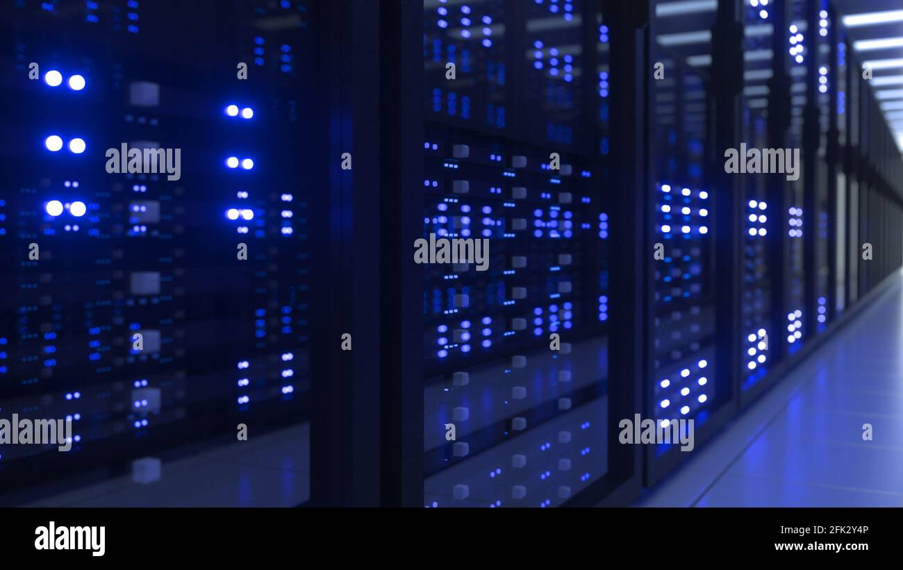 Data Center Computer Racks In Network Security Server Room ...