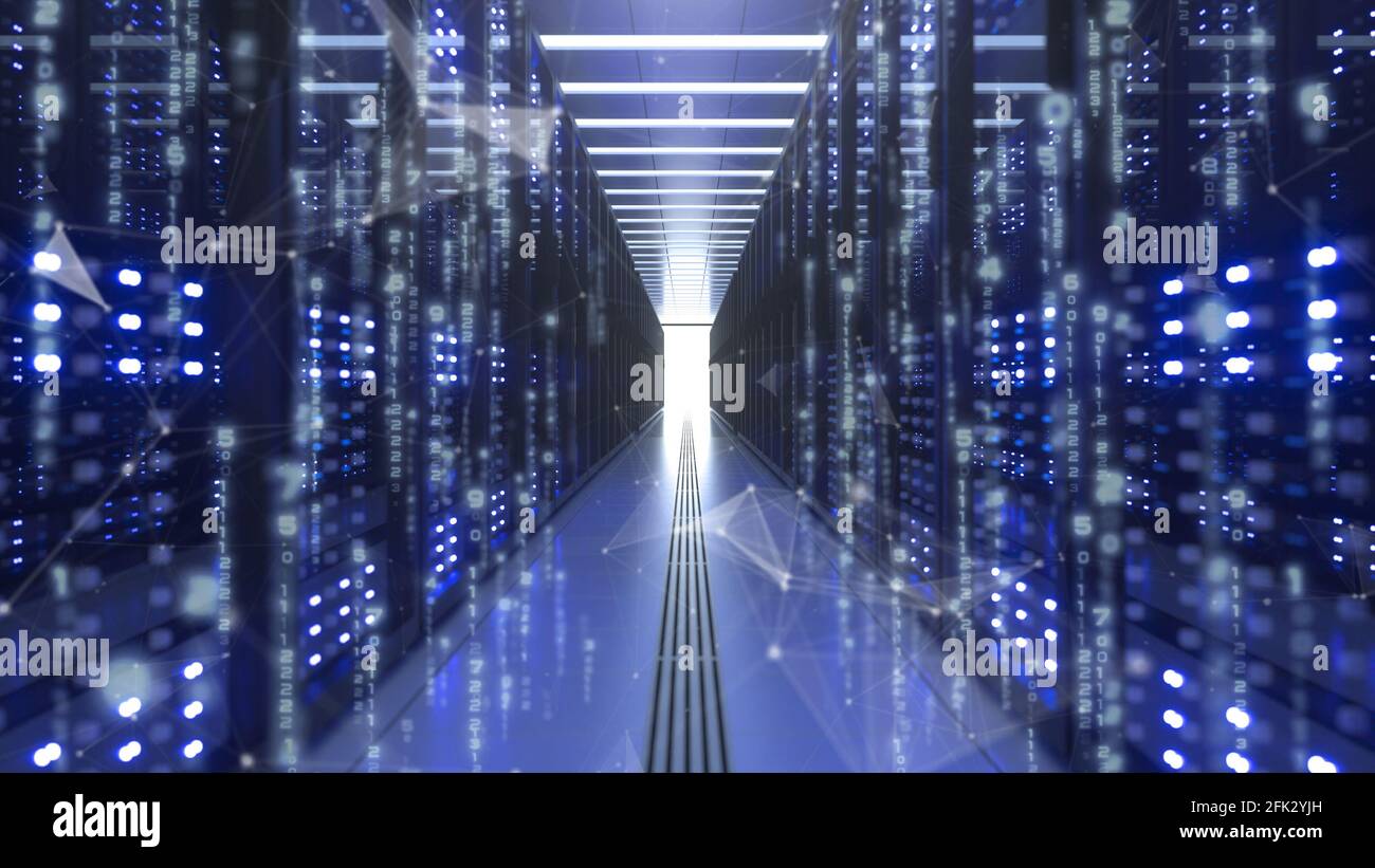 Data Center Computer Racks In Network Security Server Room ...