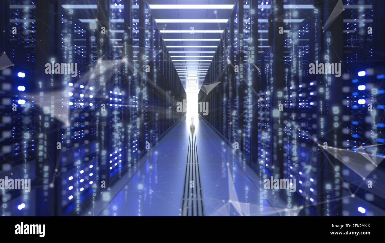 Data Center Computer Racks In Network Security Server Room ...