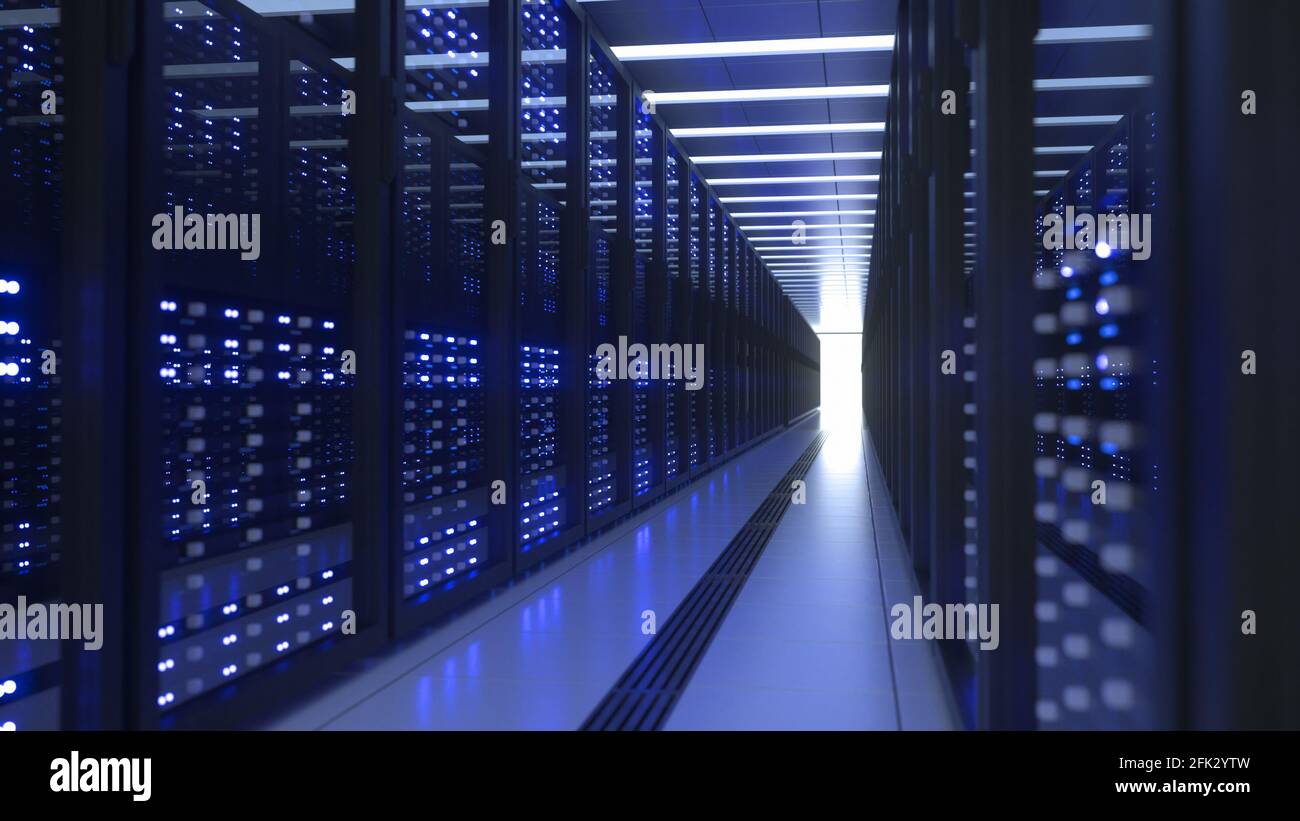 Data Center Computer Racks In Network Security Server Room ...