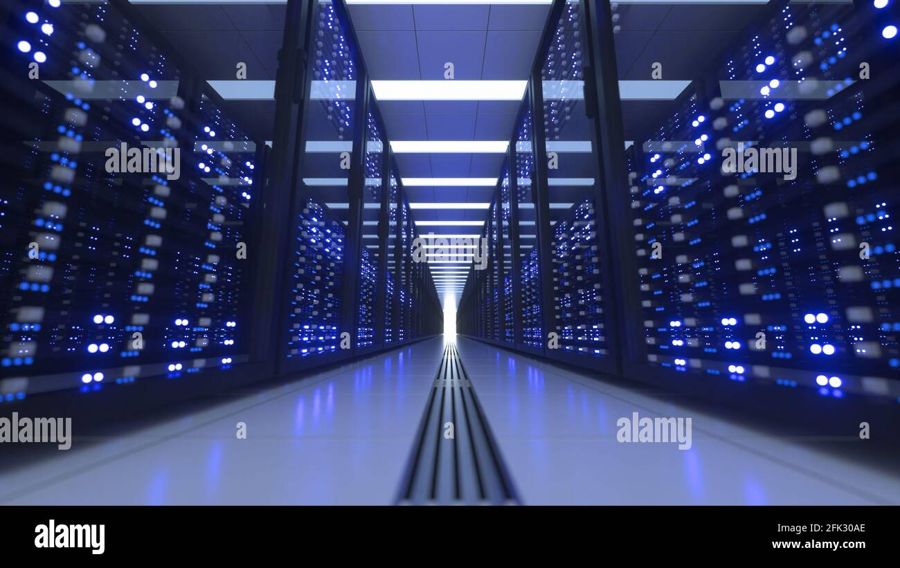 Data Center Computer Racks In Network Security Server Room ...