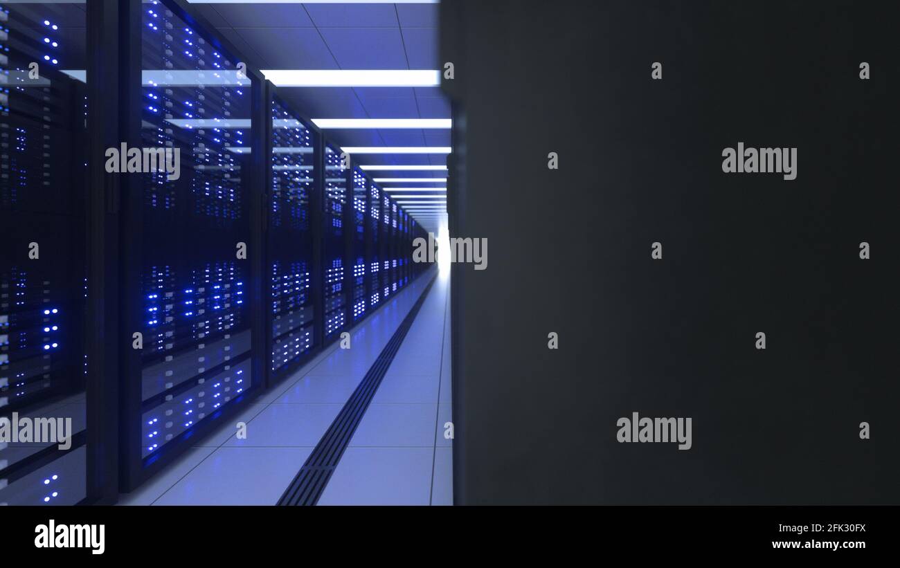 Data Center Computer Racks In Network Security Server Room ...