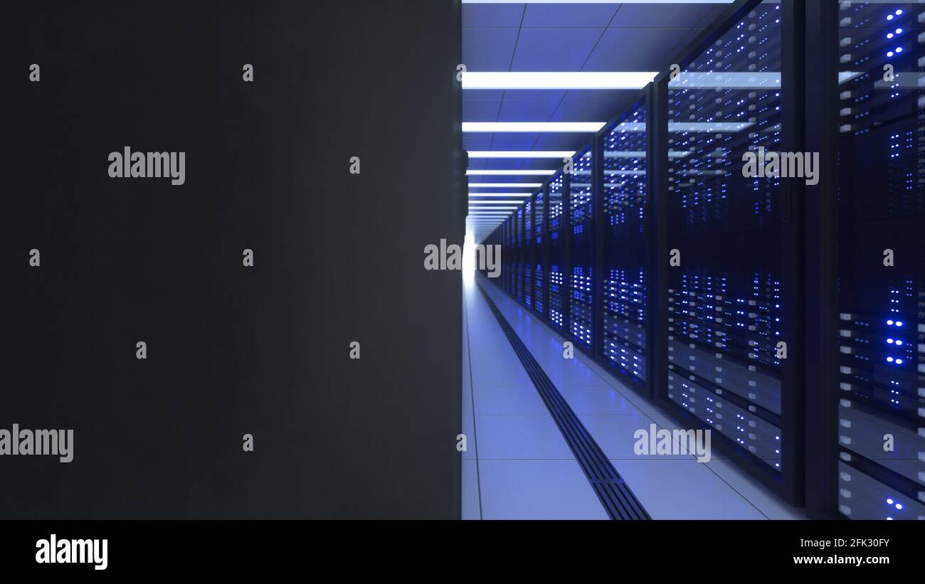 Data Center Computer Racks In Network Security Server Room ...