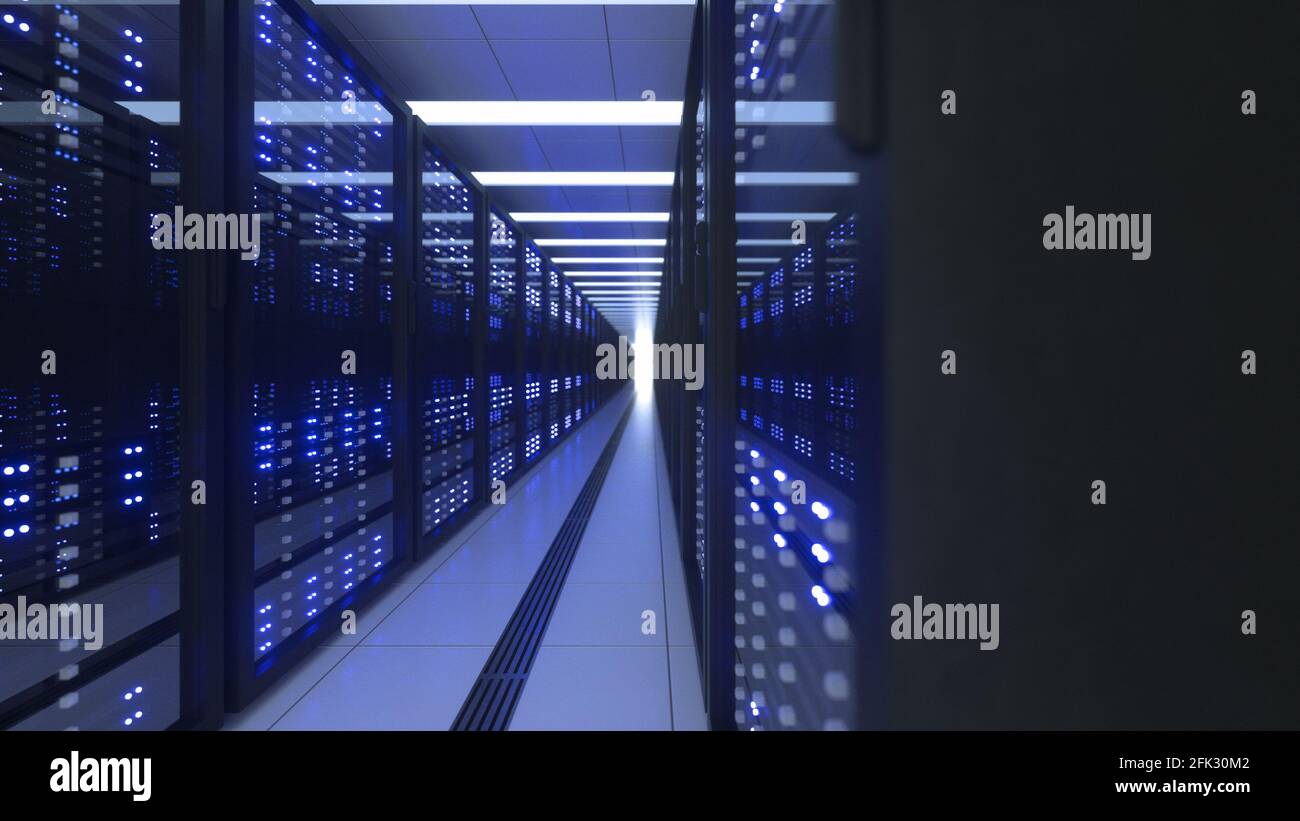 Data Center Computer Racks In Network Security Server Room ...