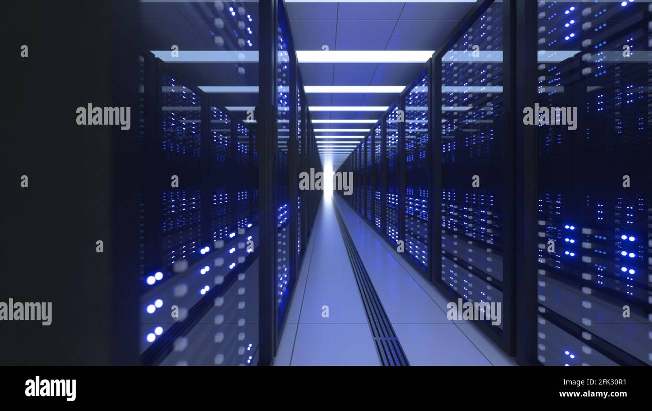 Data Center Computer Racks In Network Security Server Room ...