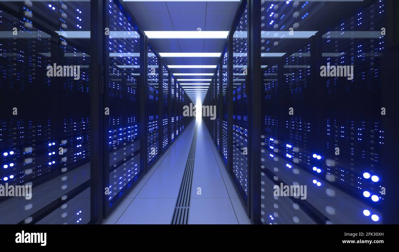 Data Center Computer Racks In Network Security Server Room ...