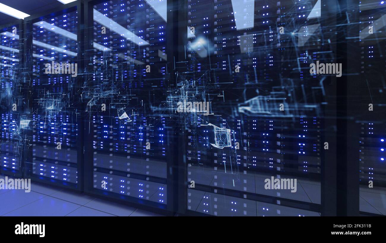 Data Center Computer Racks In Network Security Server Room ...