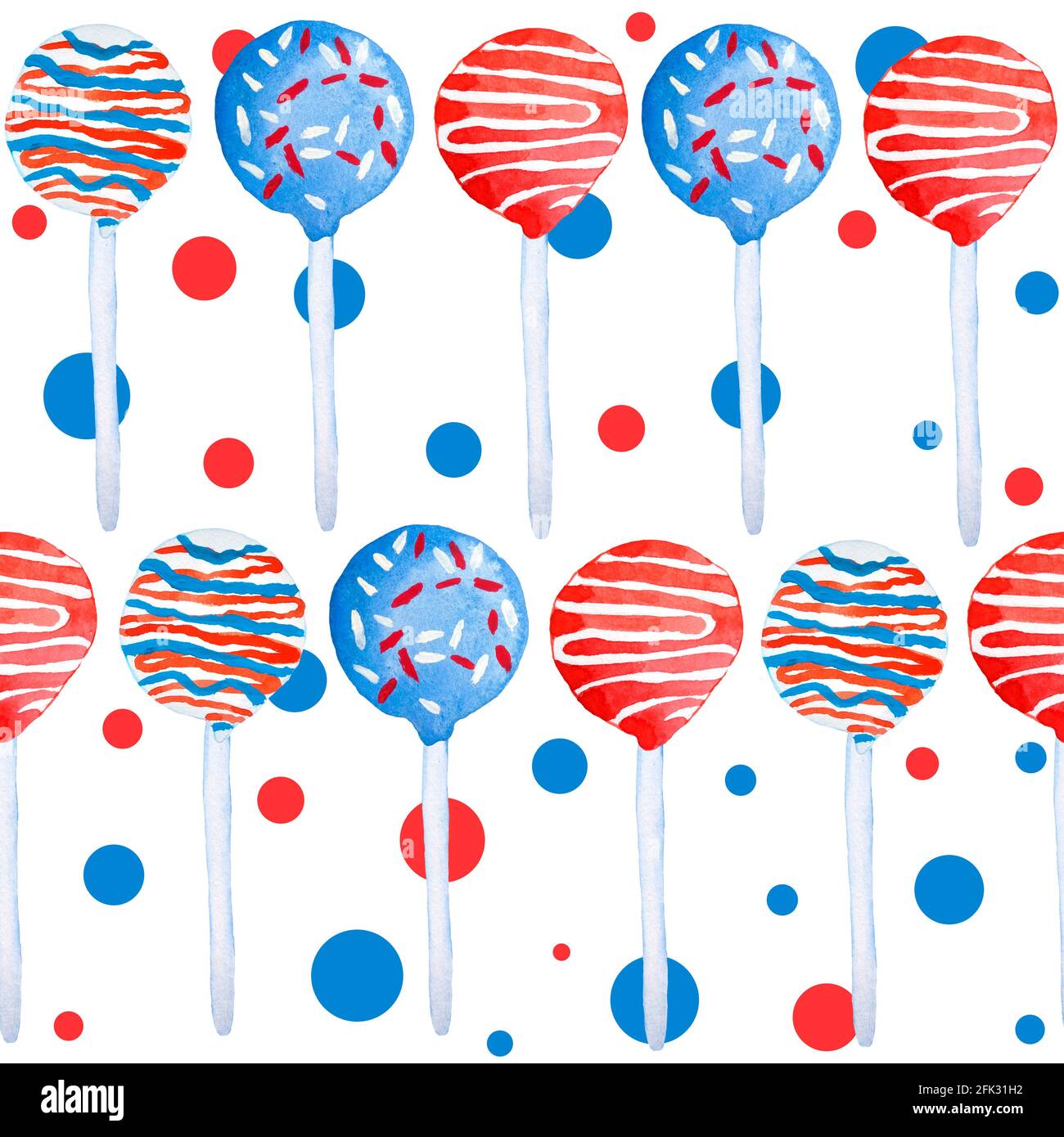 Watercolor seamless hand drawn pattern for patriotic 4th fourth of July ...