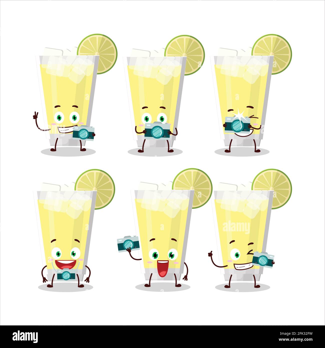 Photographer profession emoticon with lemonade cartoon character ...