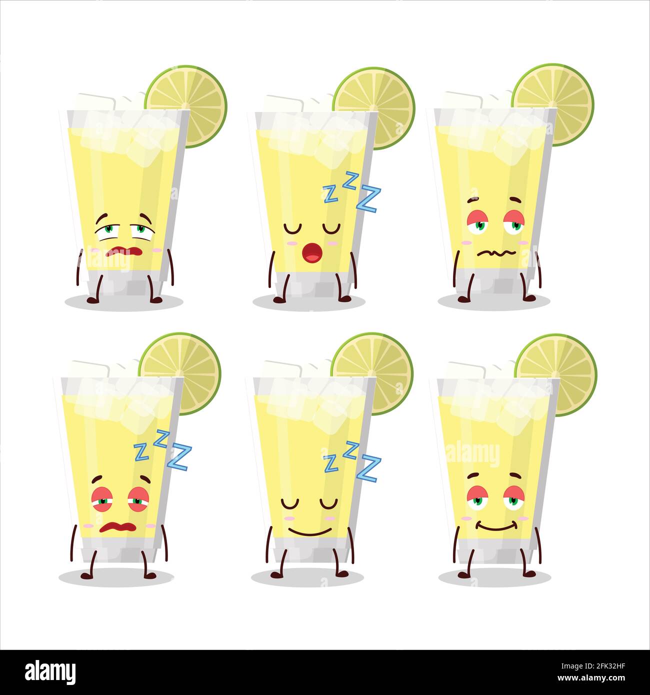 Cartoon character of lemonade with sleepy expression. Vector ...