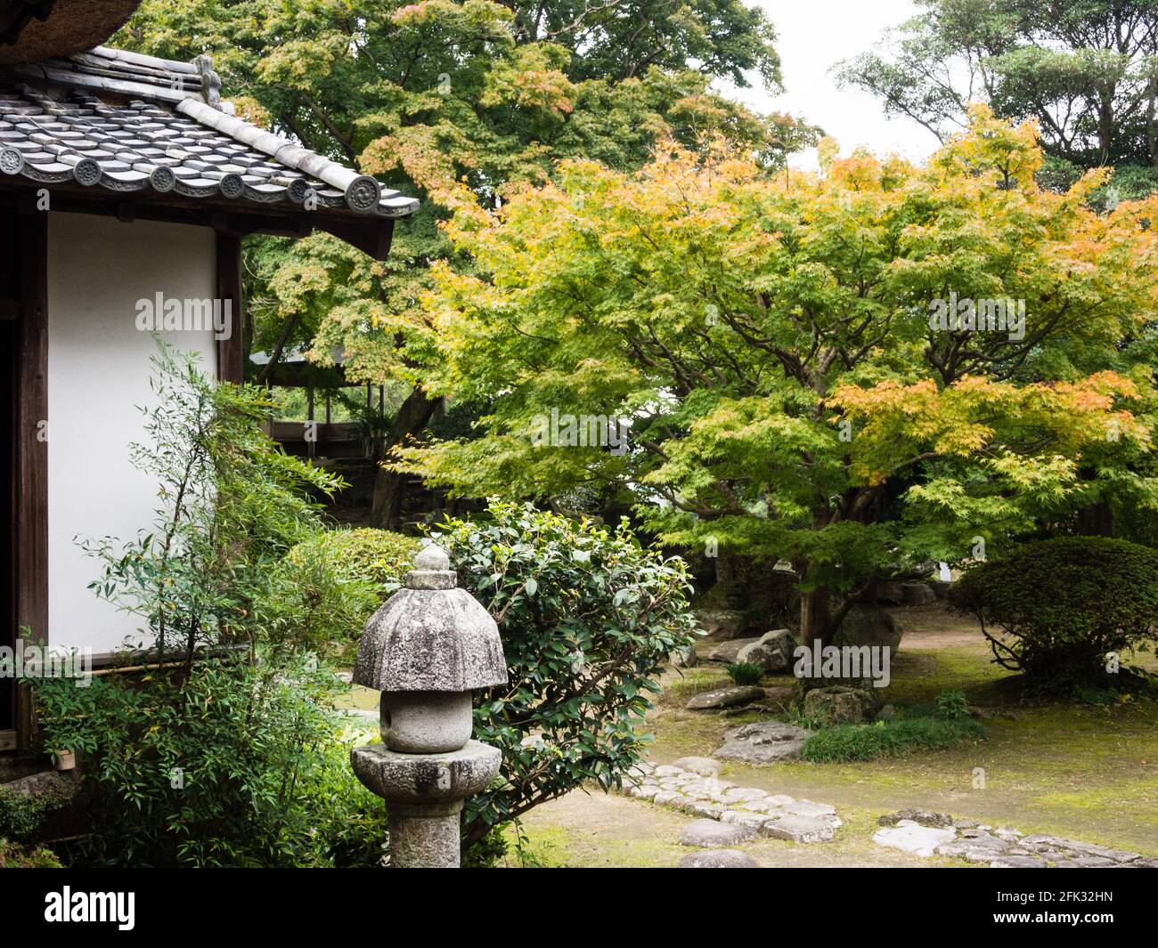 Kitsuki, Japan - October 31, 2016: Traditional Japanese garden at Ohara ...