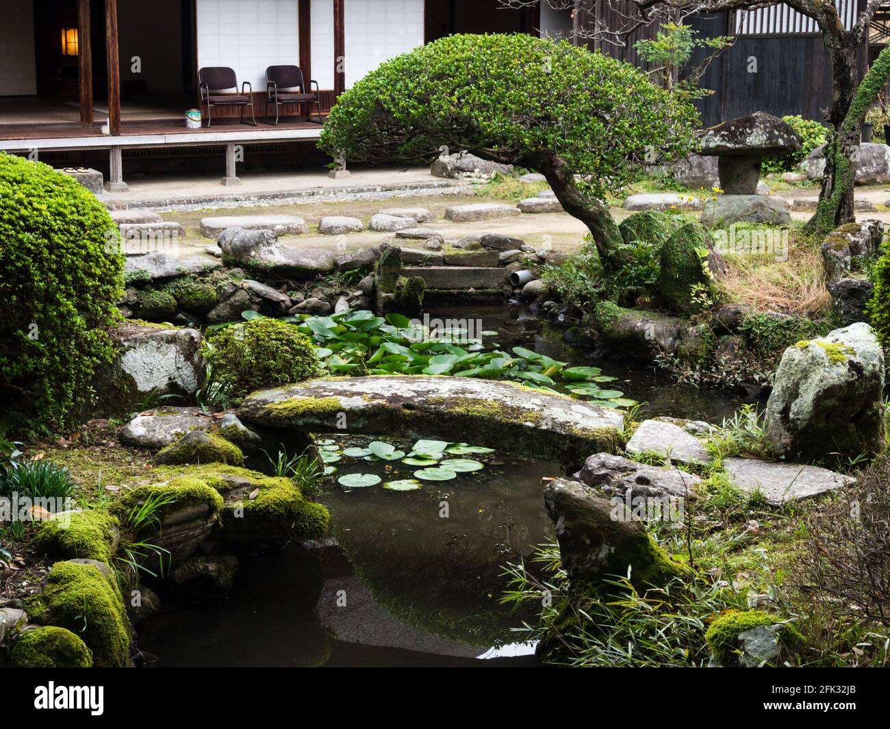 Kitsuki, Japan - October 31, 2016: Traditional Japanese garden with ...