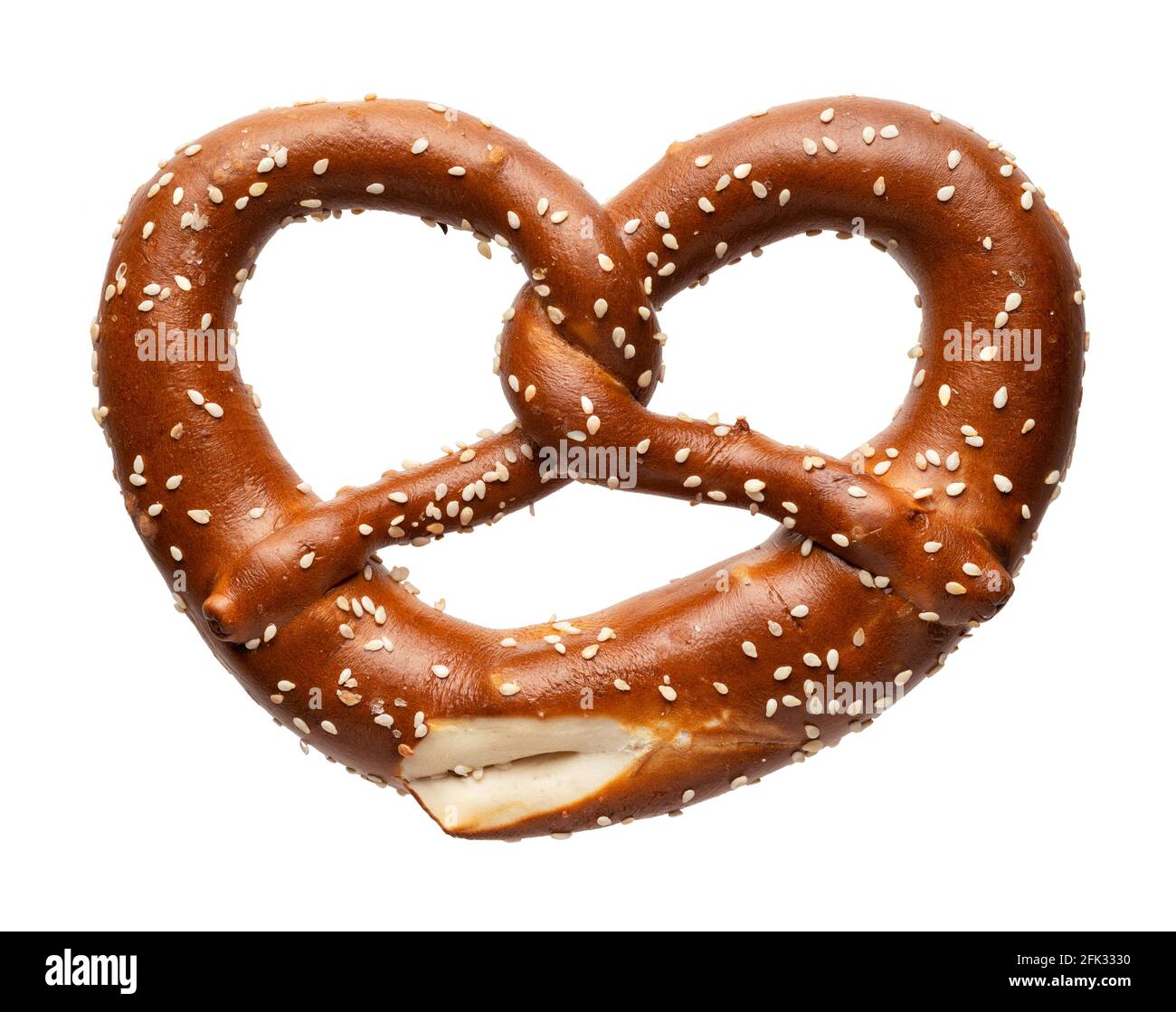 Isolated objects: traditional homemade pretzel, with sesame seeds, on ...