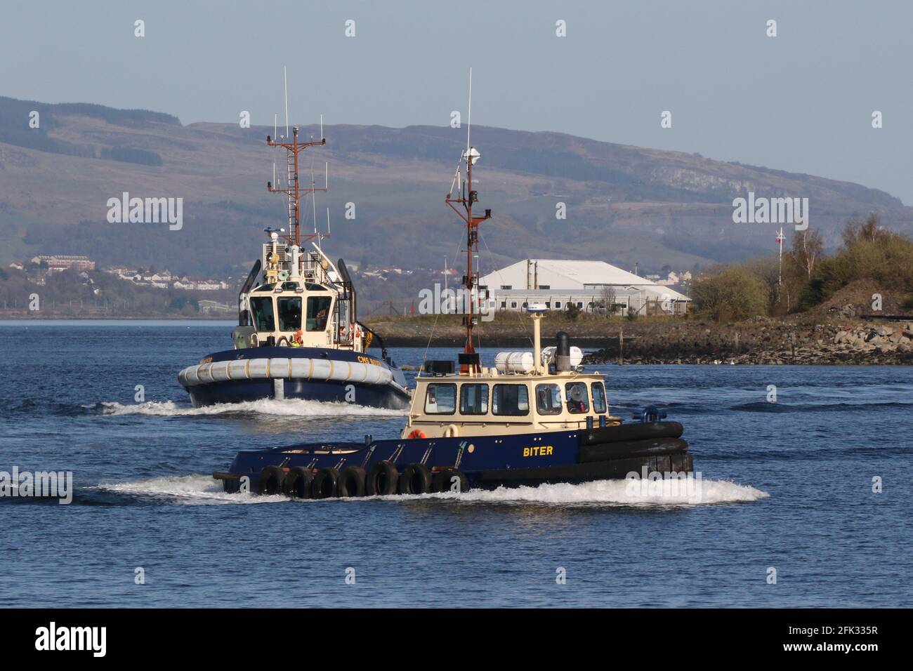 Biter and CMS Boxer, both operated by Clyde Marine Services, returning ...