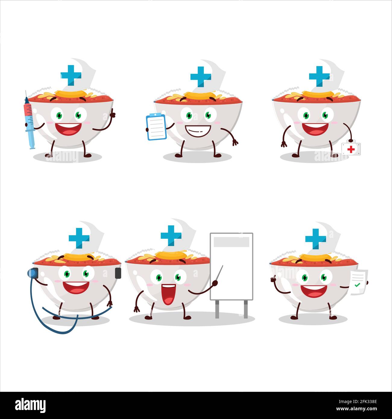 Doctor profession emoticon with gyudon cartoon character. Vector ...