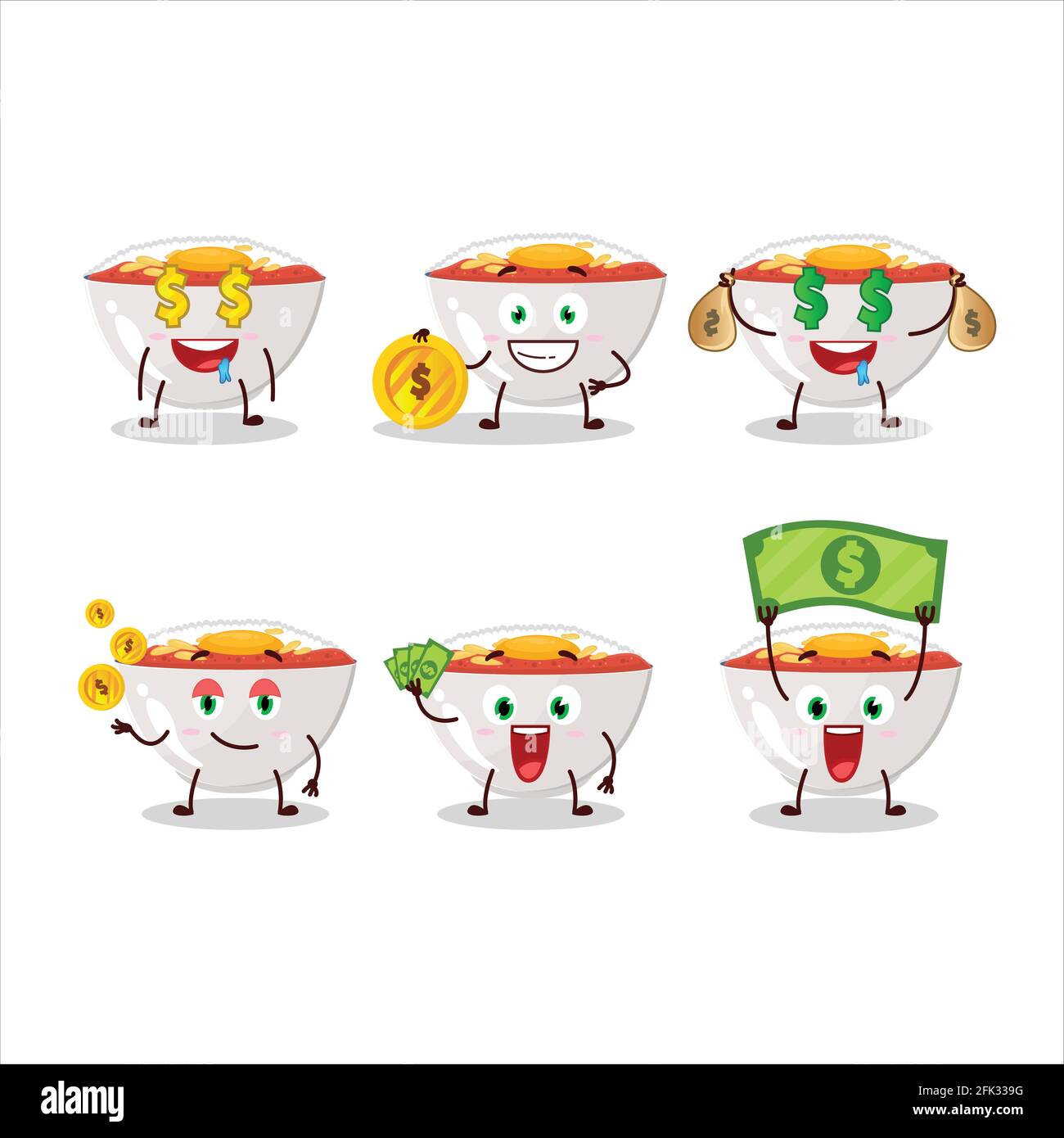 Gyudon cartoon character with cute emoticon bring money. Vector ...