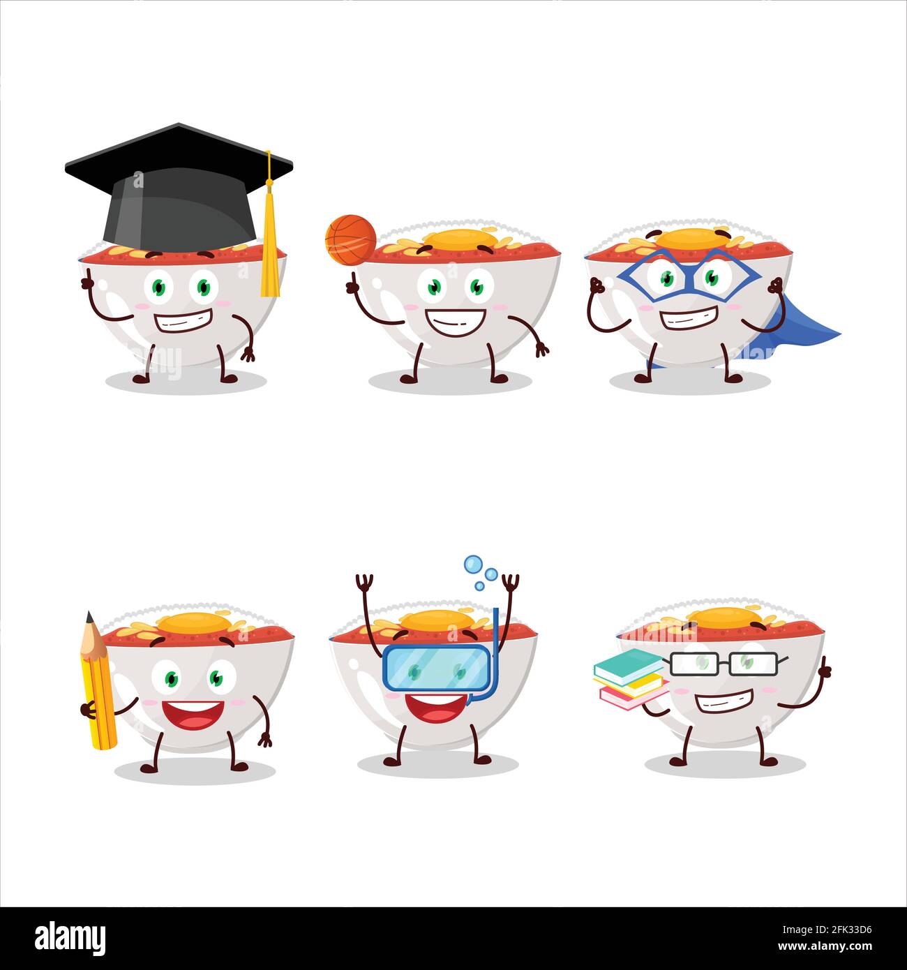 School student of gyudon cartoon character with various expressions ...
