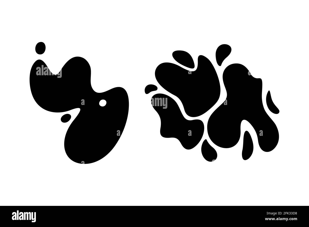 Muddy blob splats set. Dirt stains isolated in white background. Flat ...