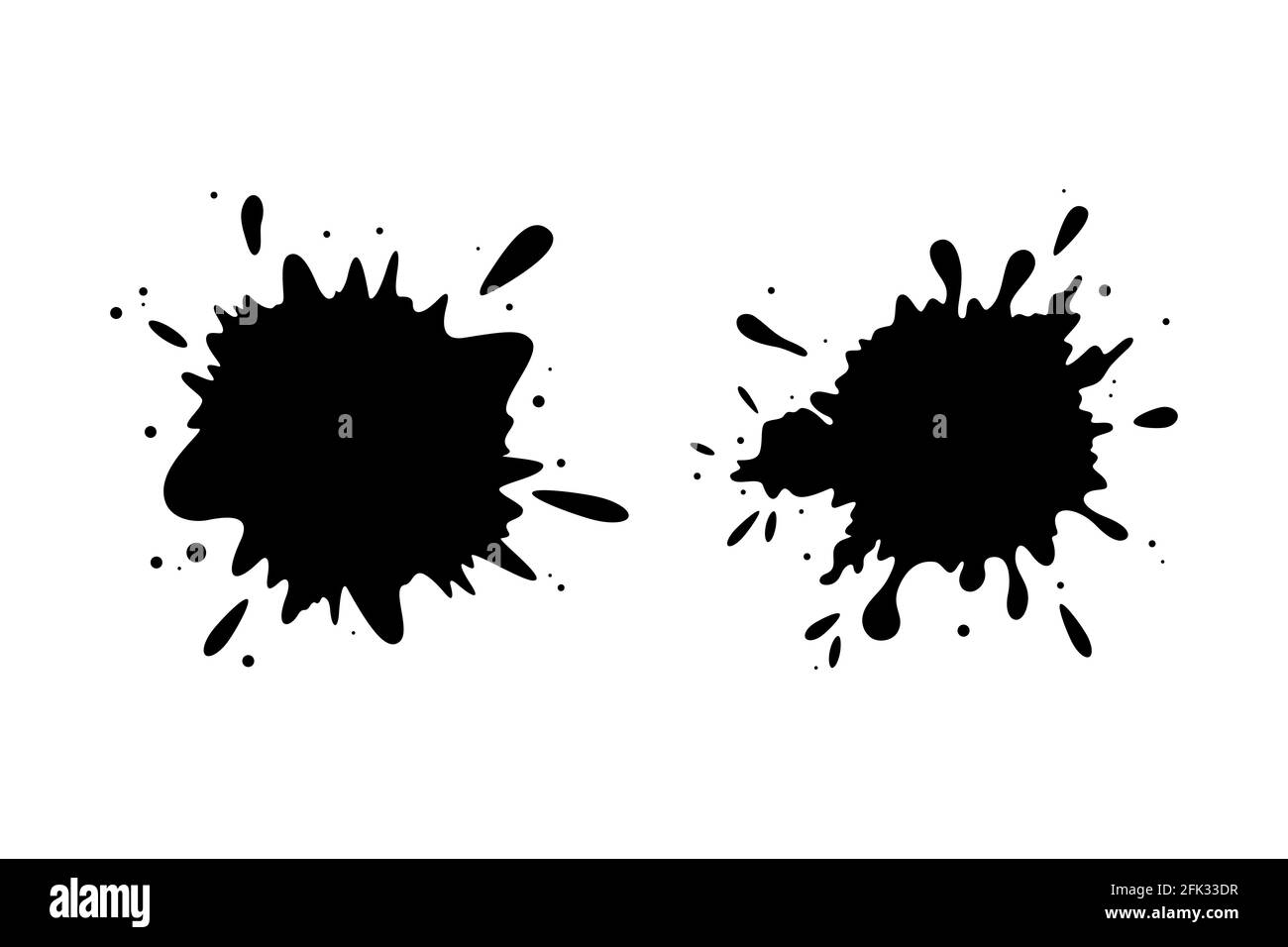 Grungy silhouettes of ink stains. Dropping stains frames isolated in ...