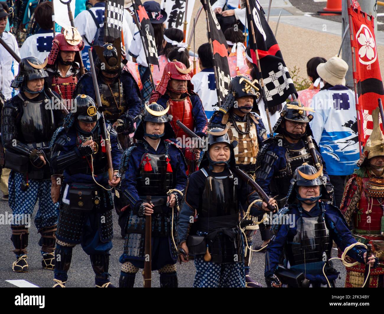 Gifu, Japan - October 4, 2015: Historical reenactment arquebus firearms ...