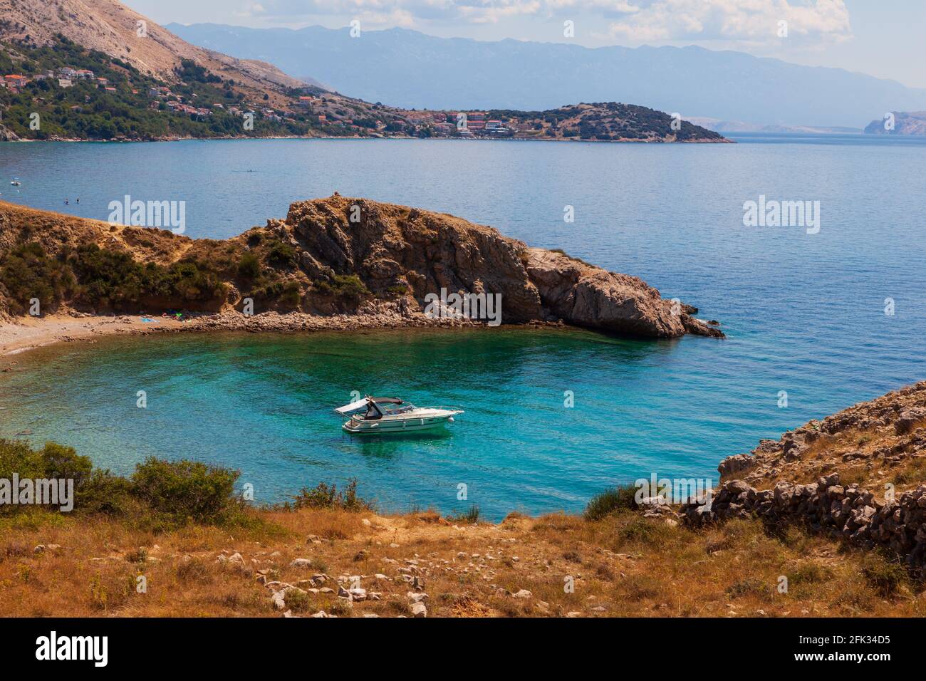 View of the Stara Baska coast during the summer time, Krk island ...