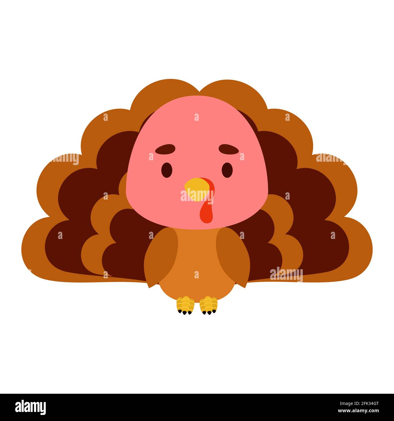Cute little turkey on white background. Cartoon animal character for ...