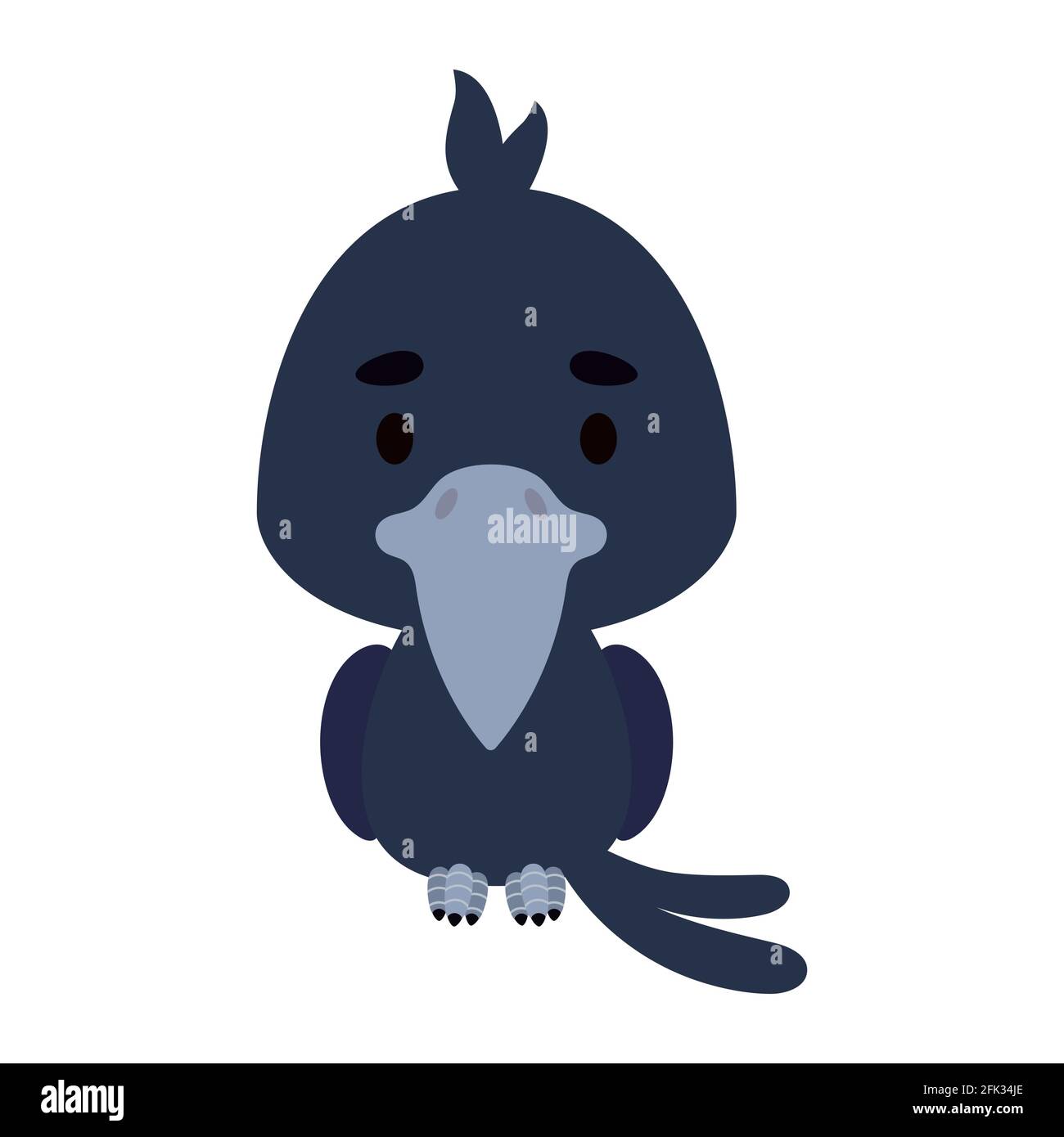 Cute little raven on white background. Cartoon animal character for ...