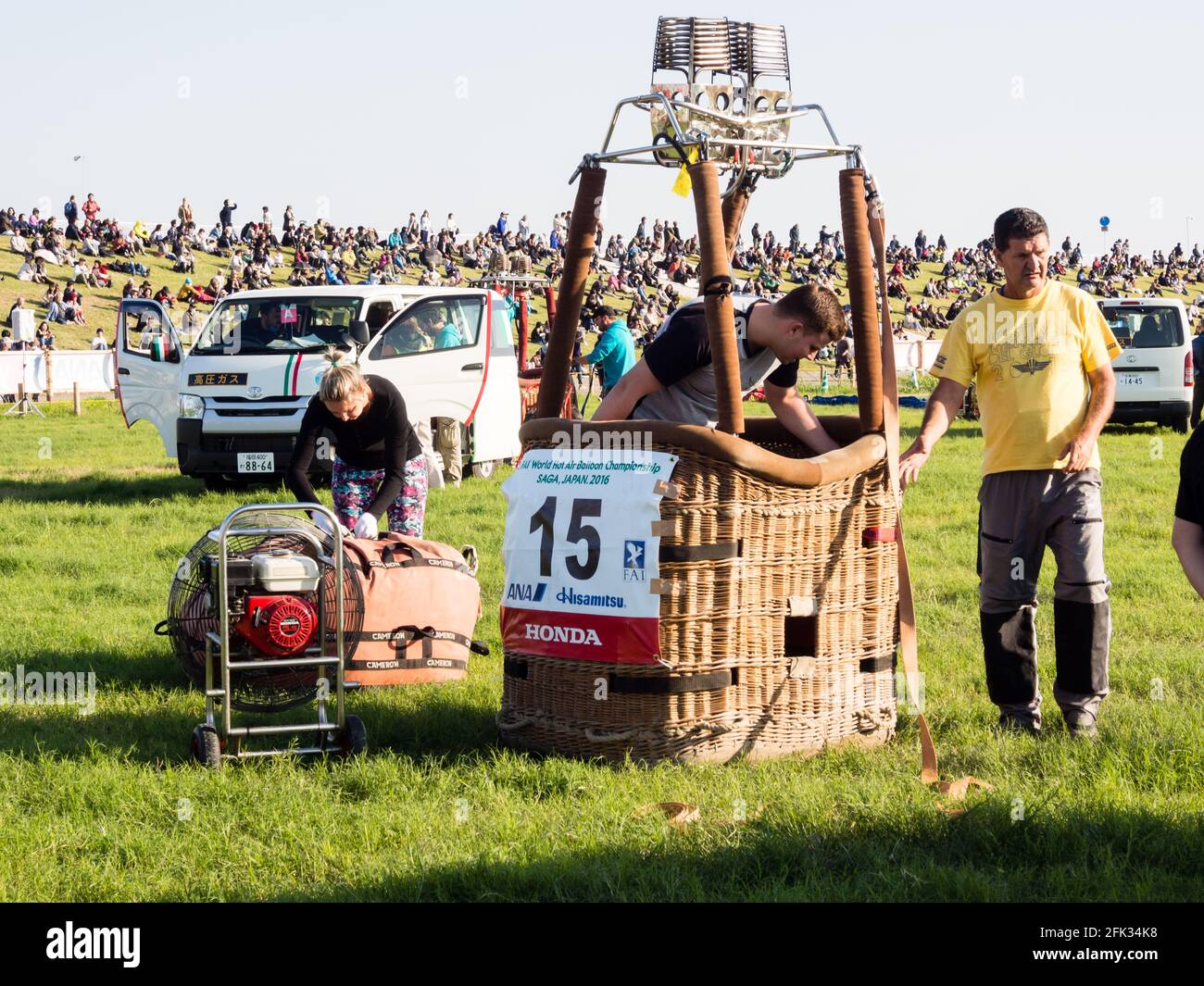 Saga, Japan - November 2, 2016: Hot air balloon crews preparing for ...