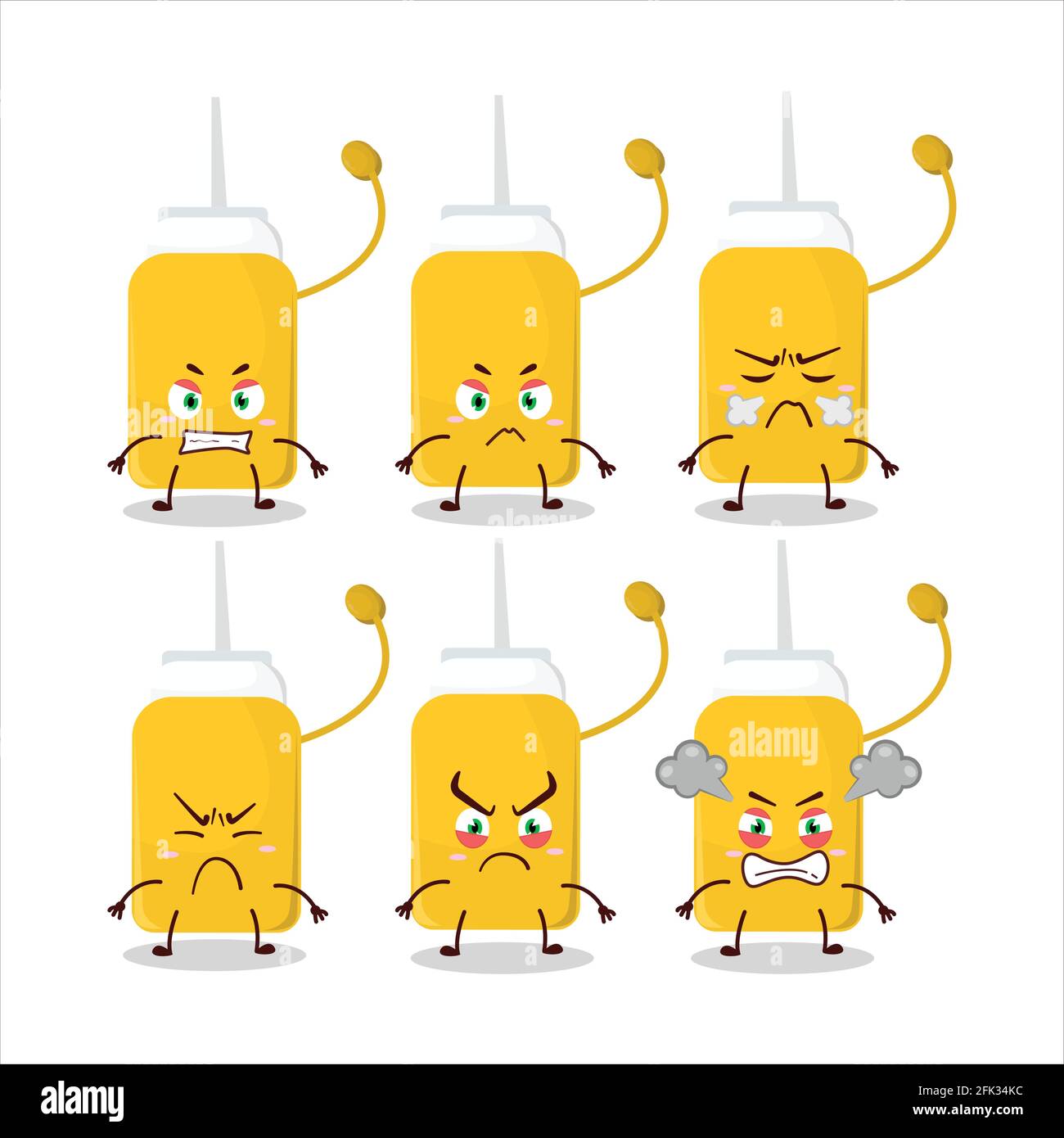 Sauce cartoon character with various angry expressions. Vector ...