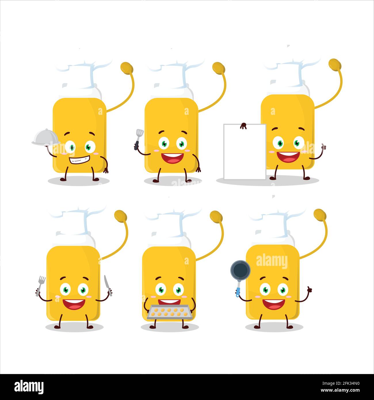 Cartoon character of sauce with various chef emoticons. Vector ...