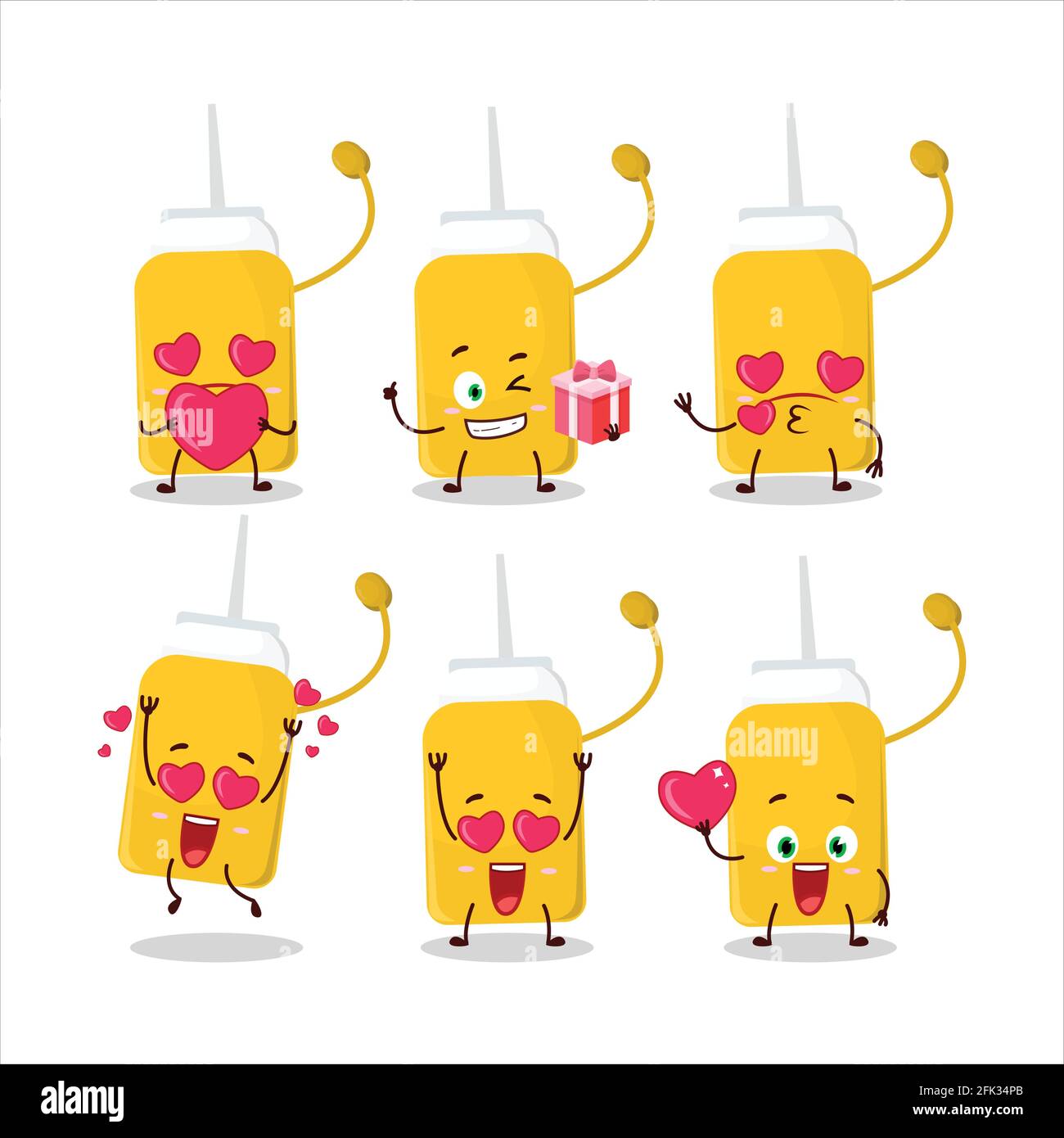 Sauce cartoon character with love cute emoticon. Vector illustration ...
