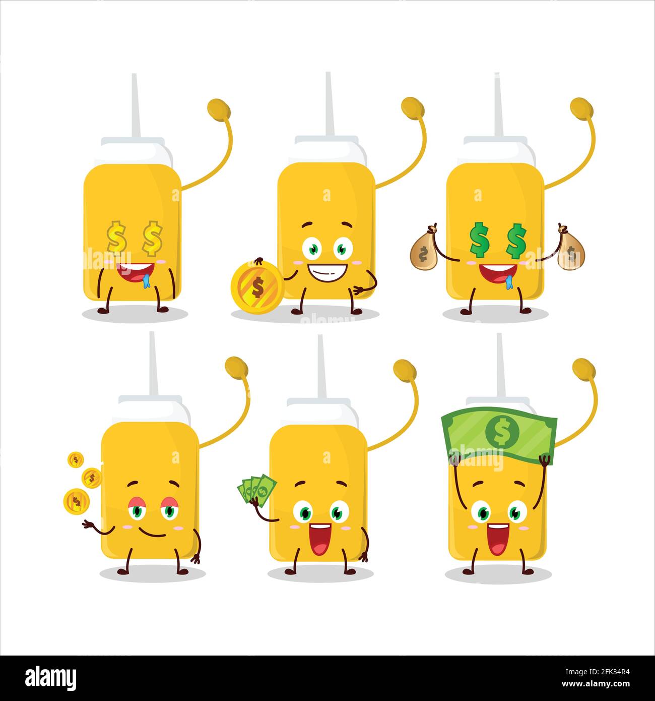 Sauce cartoon character with cute emoticon bring money. Vector ...