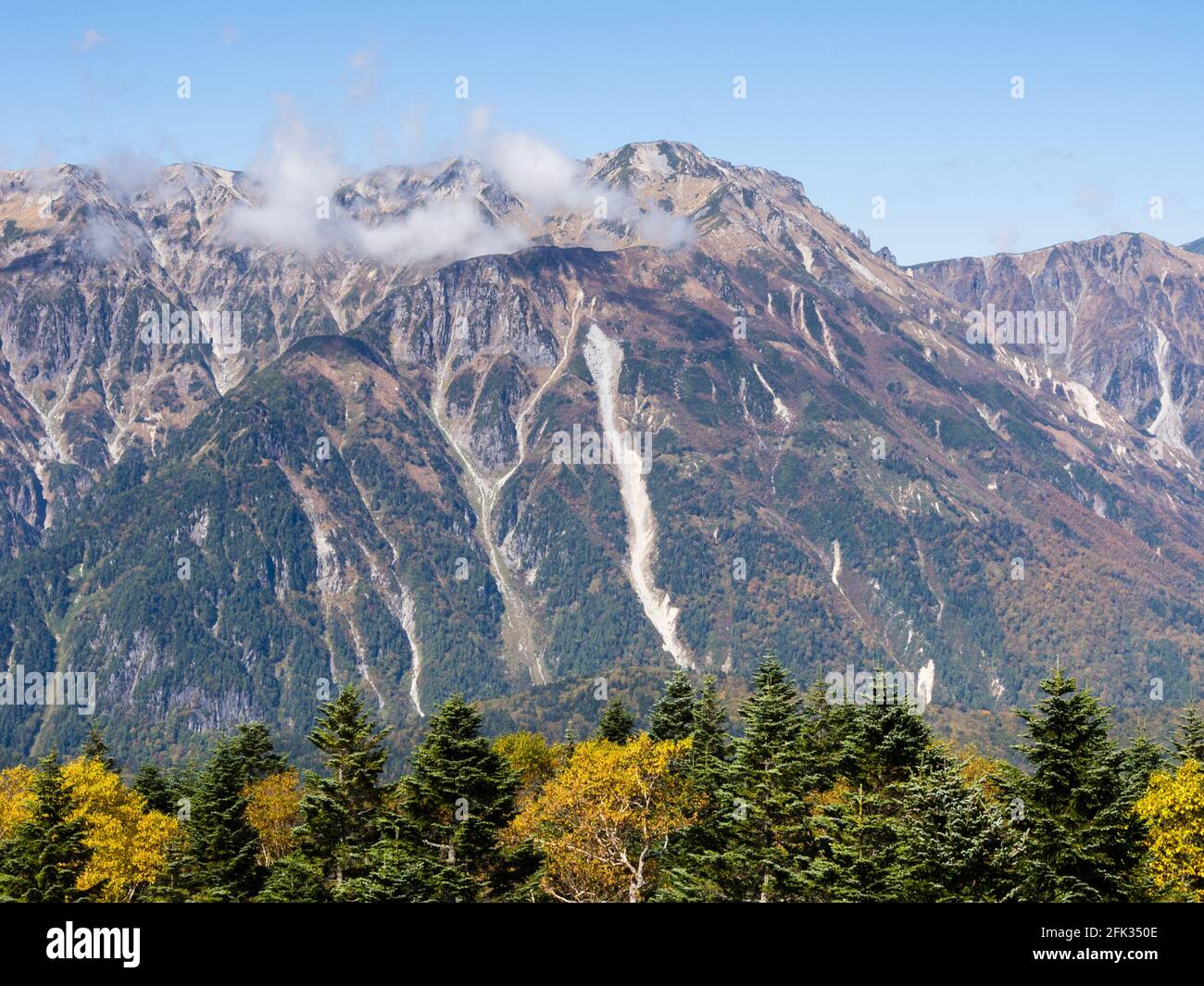 Early fall colors in Japanese Alps - view from Shin-Hotaka ropeway in ...