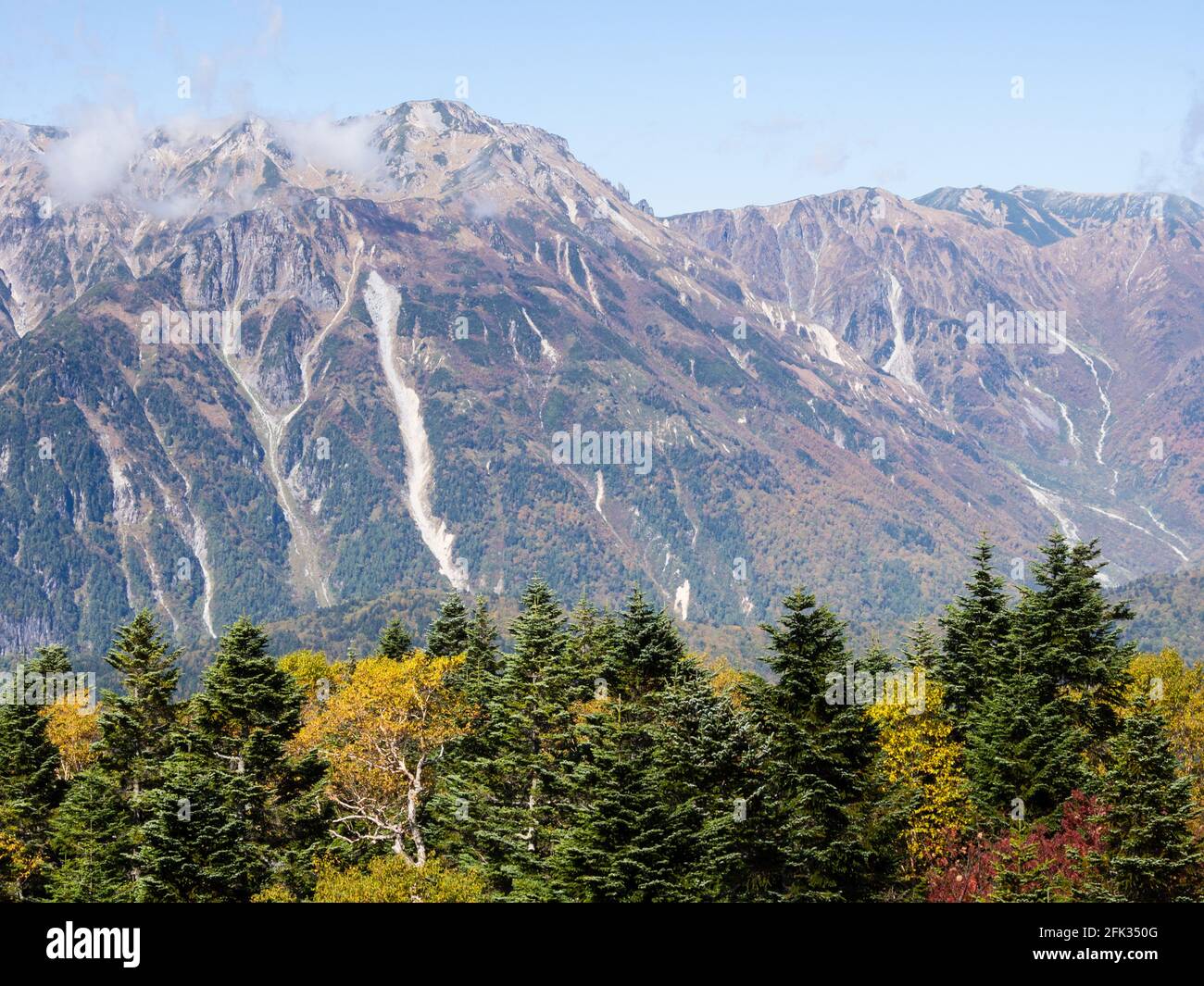 Early fall colors in Japanese Alps - view from Shin-Hotaka ropeway in ...