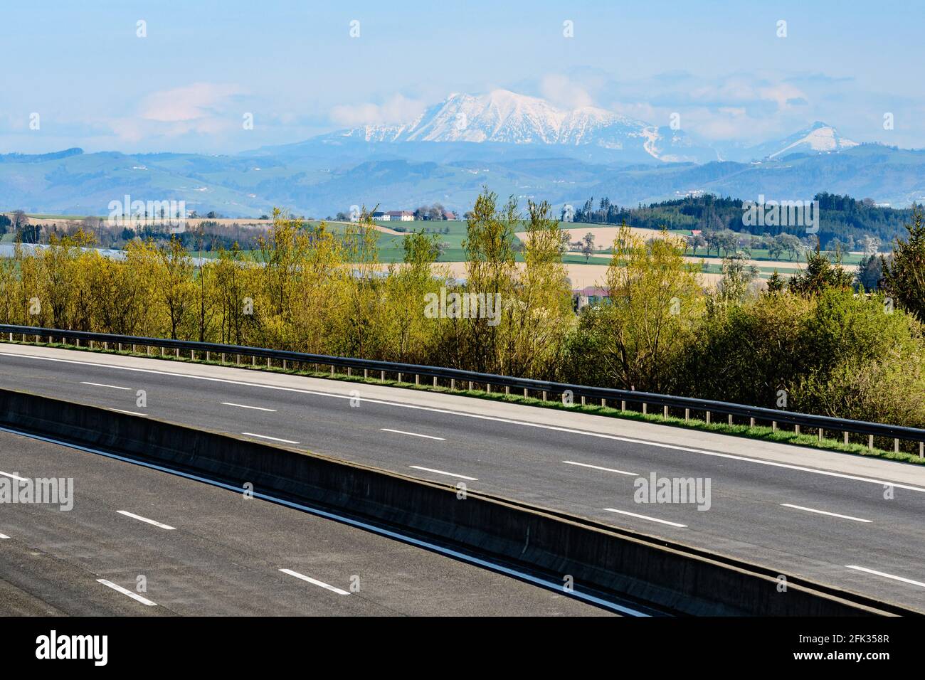 empty highway a1 westautobahn in the austrian region mostviertel, with ...
