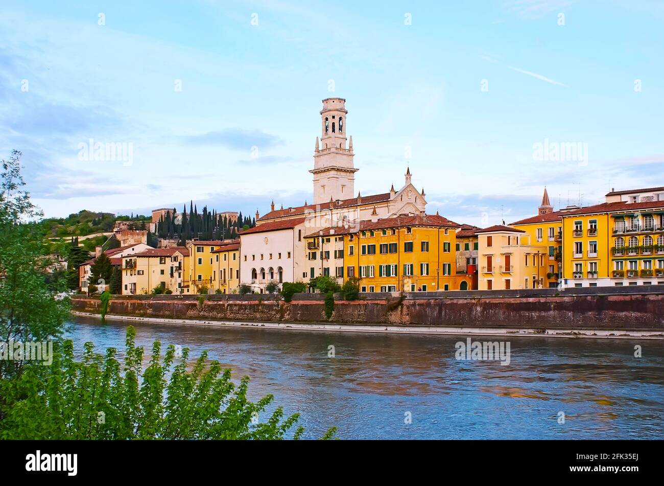 Enjoy the Citta Antica (Old Town) view with Adige River, colorful ...