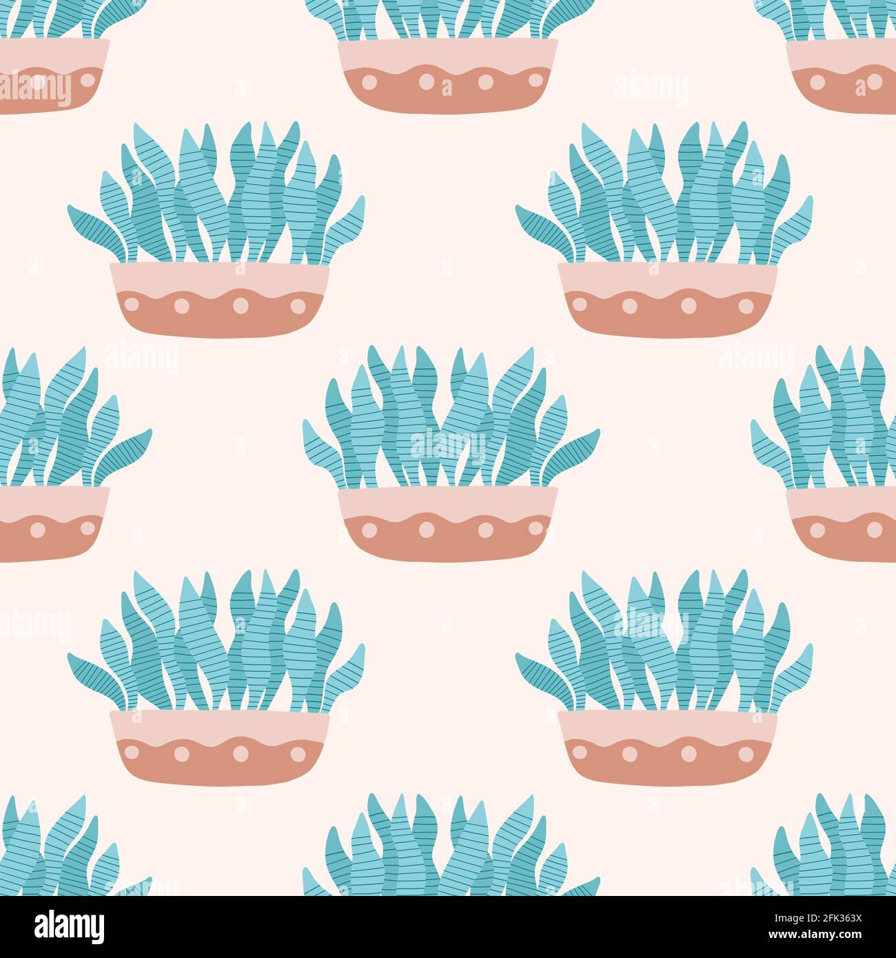 Plant Pattern Background Vector Seamless Repeat Design Of Hand Drawn